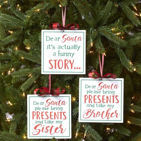 HOME GOODS | Holiday | Set Of 3 Dear Santa Ornaments | Poshmark